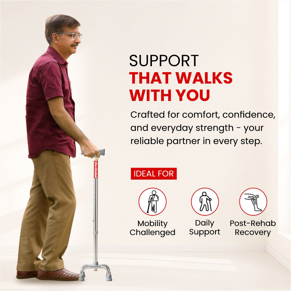 Premium Quadripod Walking Stick – Height‑Adjustable Stability Aid – Dr ...