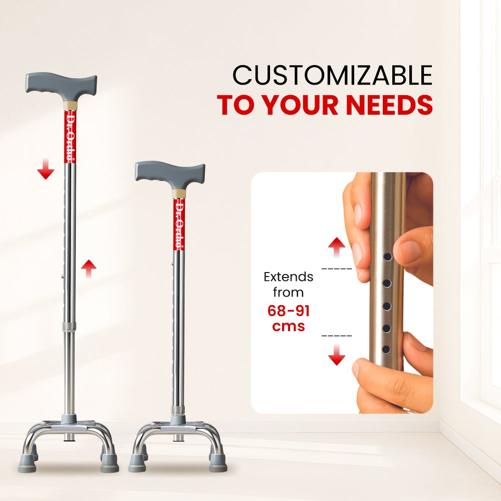 Premium Quadripod Walking Stick – Height‑Adjustable Stability Aid – Dr ...