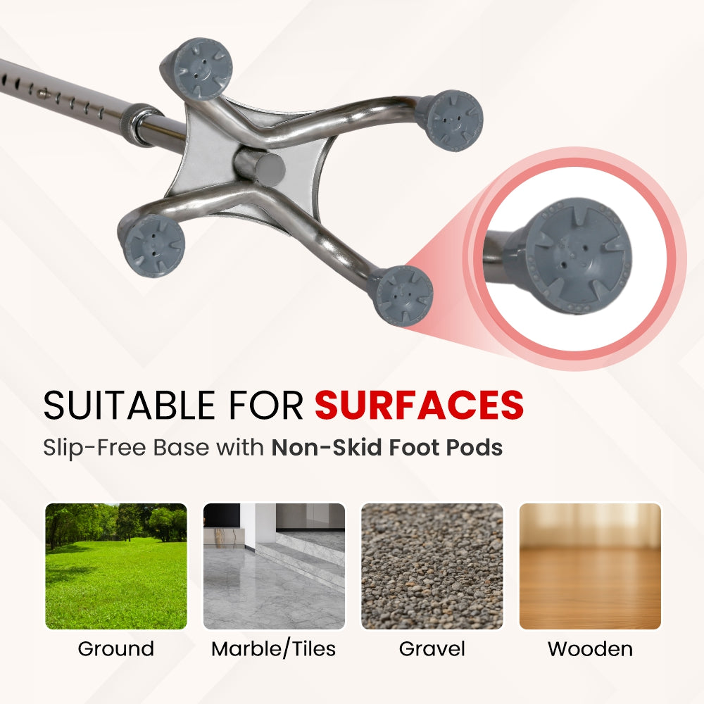 Premium Quadripod Walking Stick – Height‑Adjustable Stability Aid – Dr ...